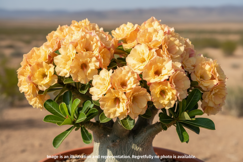 Adenium obesum SHOWY DESERT ROSE, IMPALA LILY APRICOT, SALMON, YELLOW ...